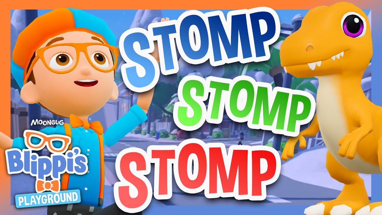 Blippi Dino Dance! Stomp Stomp Stomp! Dinosaur Roblox Songs - YouTube
