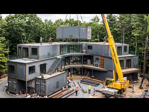 Man Spends 1,000 Days Building a Massive Modern SHIPPING CONTAINER Mansion | Full Build Process