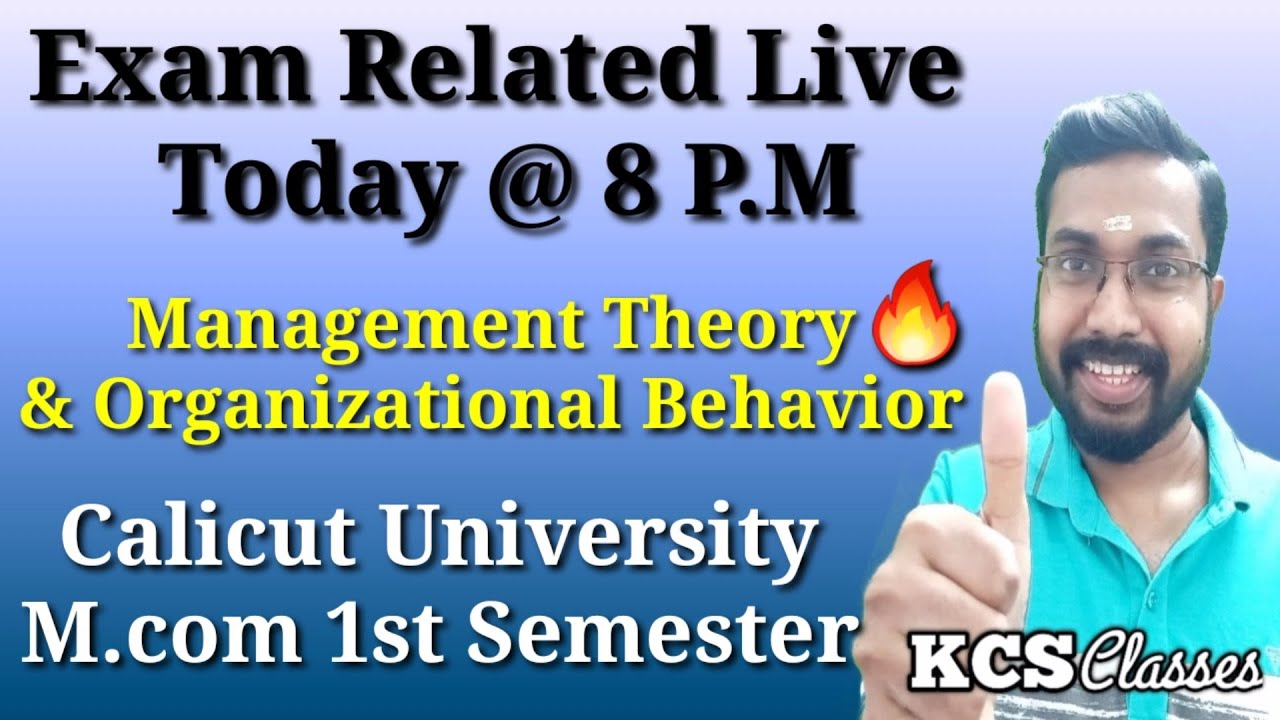 Exam-Related Live Management Theory and Organizational Behaviour - YouTube