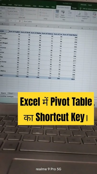 Excel Me Pivot Table Ka Shortcut Key!!#shorts #ytshorts #excel # ...