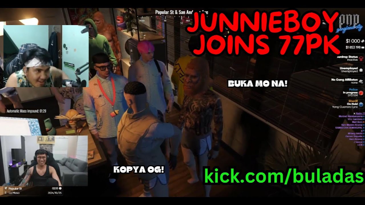 JUNNIE BOY JOINS 77PK | PNP GANGLAND CITY ROLEPLAY | #buladasgang #buladas #gta #fivem #roleplay ...