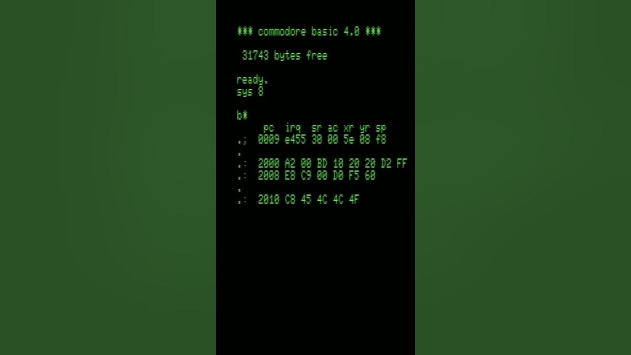 "Hello World" in 6502 Machine Language #shorts - YouTube