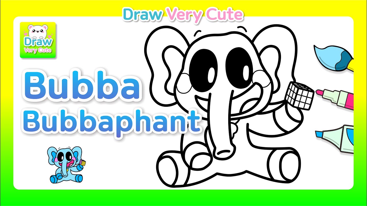 Drawing & Coloring Bubba Bubbaphant how to draw a cute Elephant animal ...