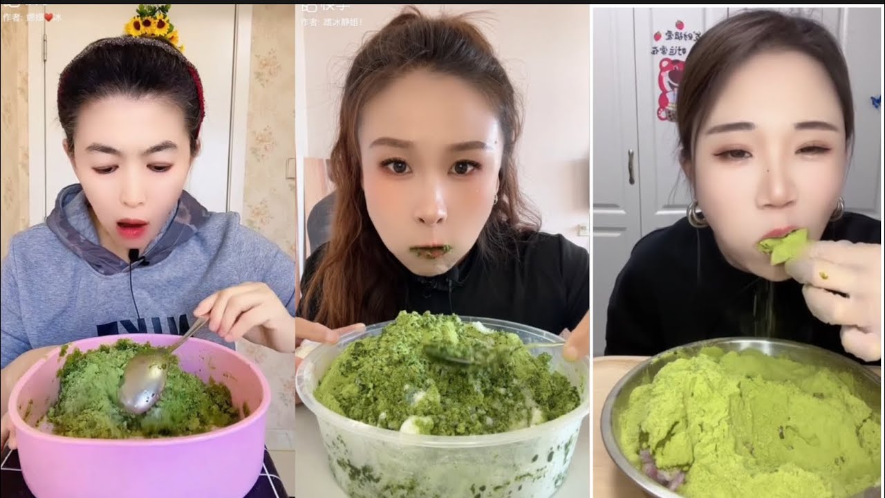 MATCHA SHAVED ICE EATING ASMR STICKY & POWDERED - YouTube