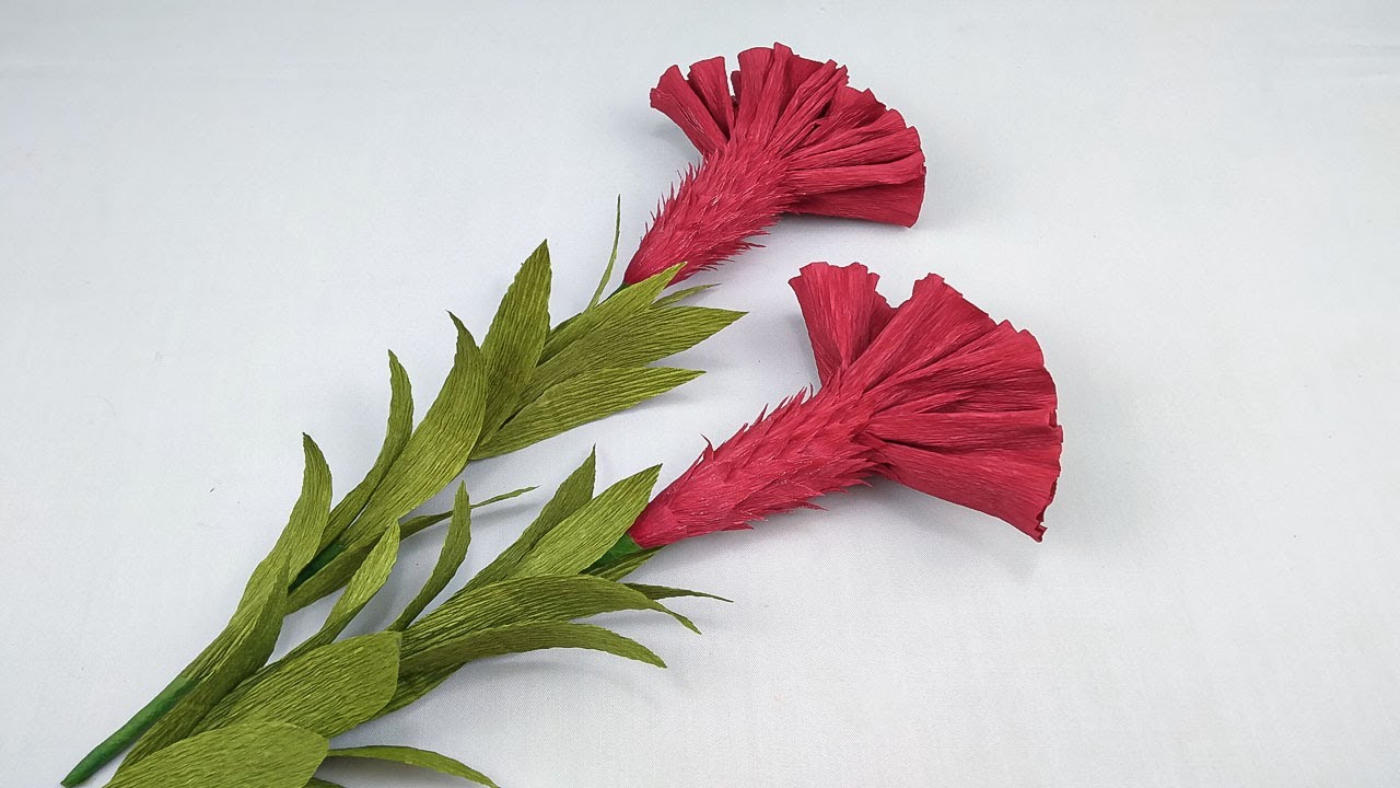 Cockscomb Paper Flower Origami | Handmade Flower - YouTube