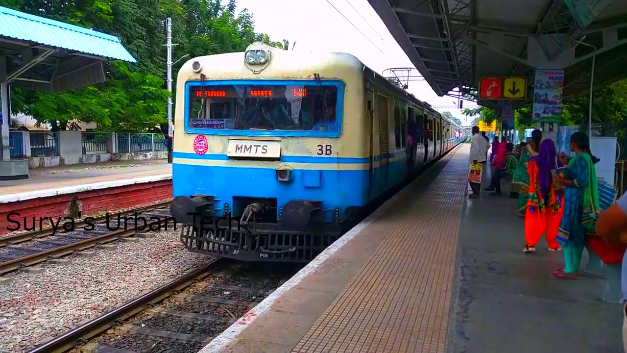 Hyderabad MMTS arrival and boarding first class coach inside view ...