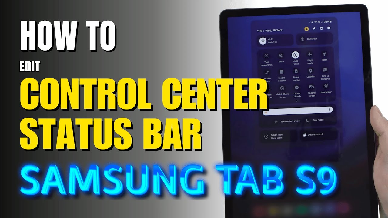 How to Edit Control Center | Status bar Samsung Galaxy Tab S9 - YouTube