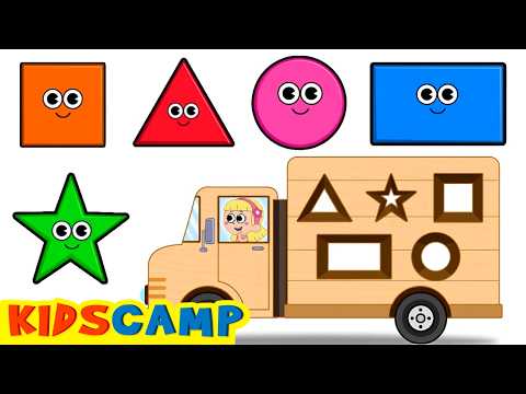 Find Shapes in the City 🚚 Circle, Square, Triangle With Wooden Truck | KidsCamp Learning Videos