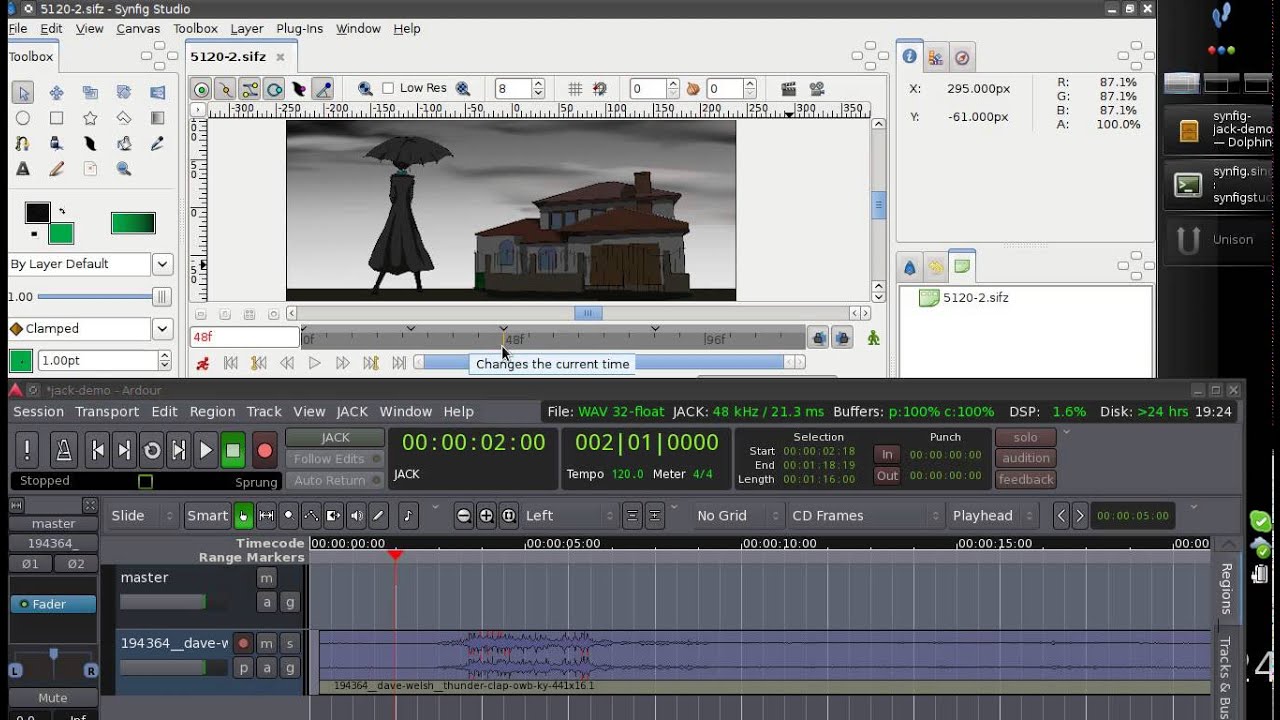 JACK integration in Synfig - YouTube