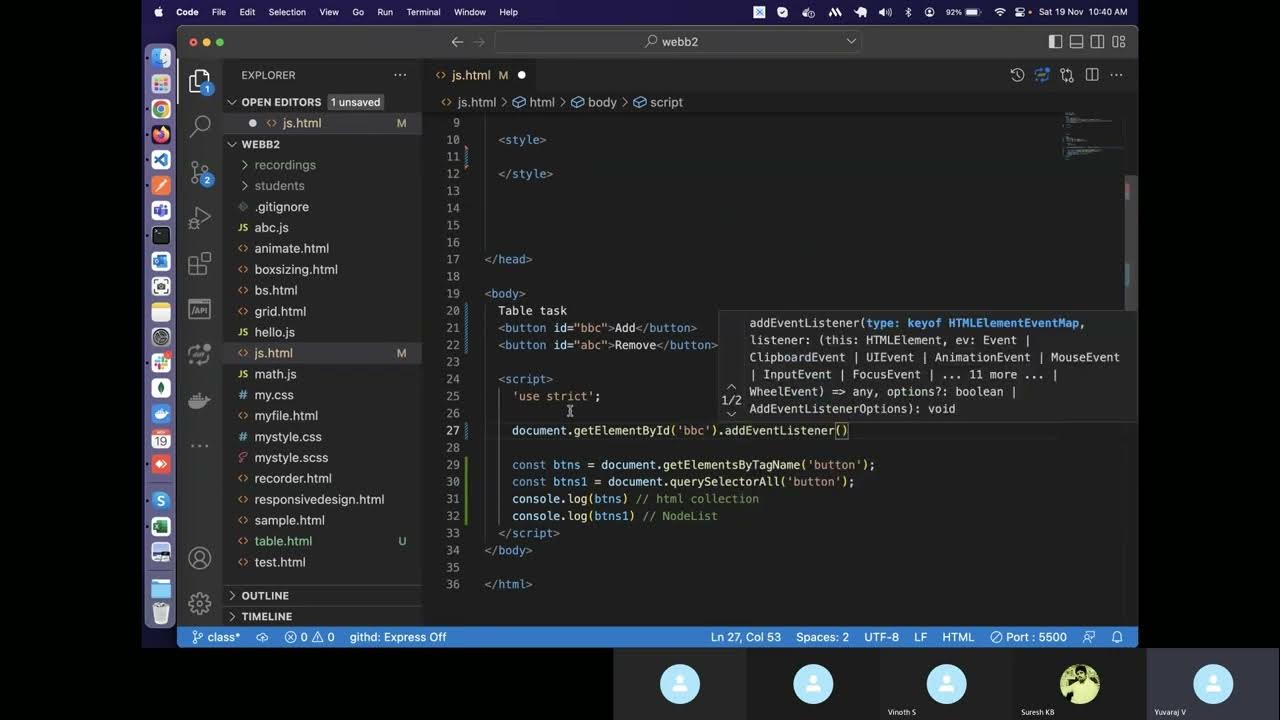 Htmlcollection Vs Nodelist 2022 11 19 Telugu Javascript Youtube
