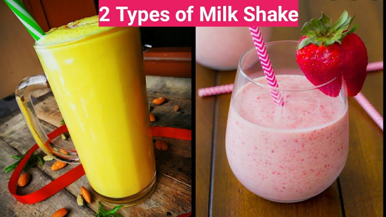 2 types of Milk shake | Strawberry Vanilla Milk Shake | Badam Vanilla ...