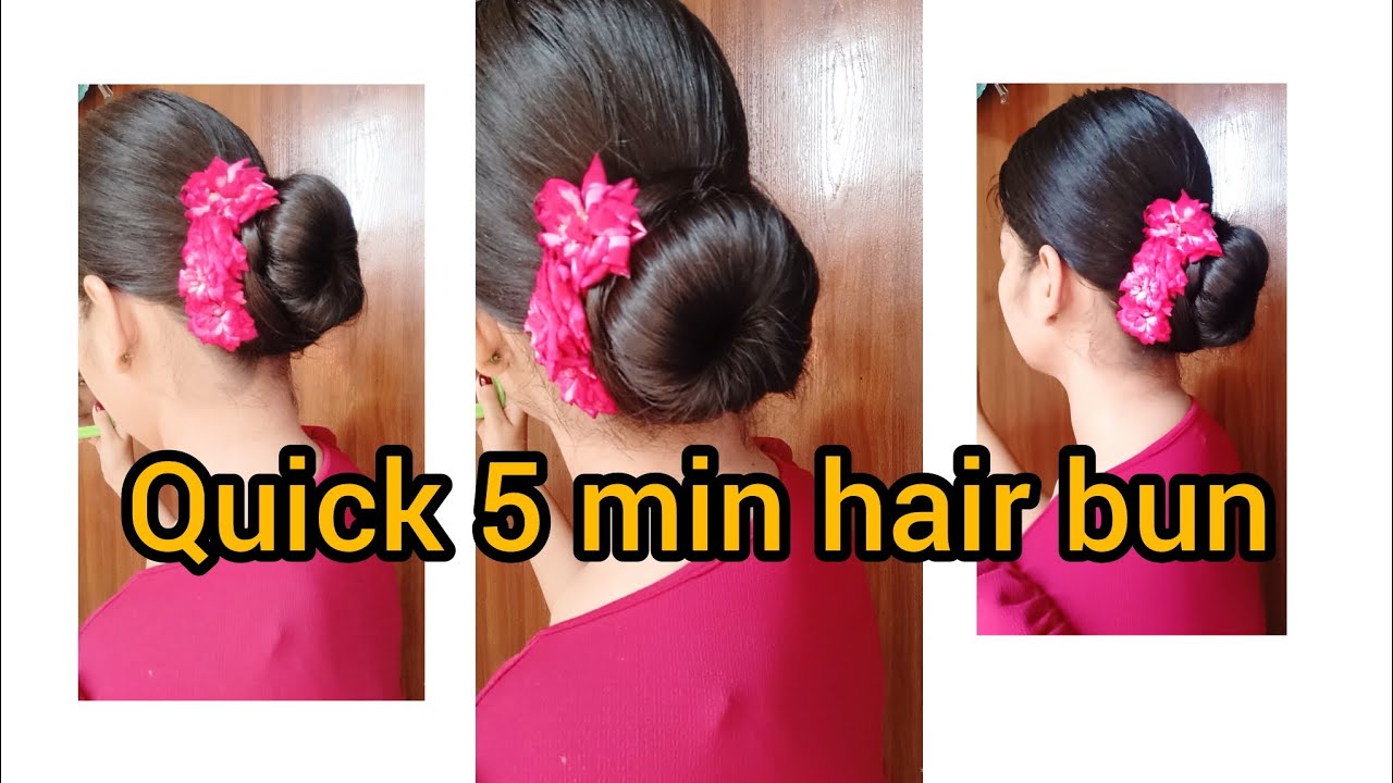 Quick 5 min Hair Bun - YouTube