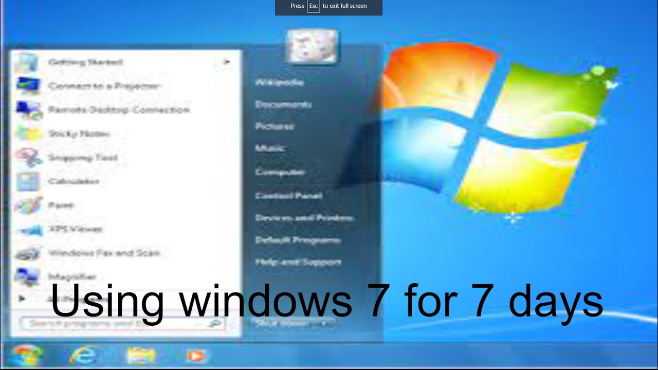 Using windows 7 for a week - YouTube