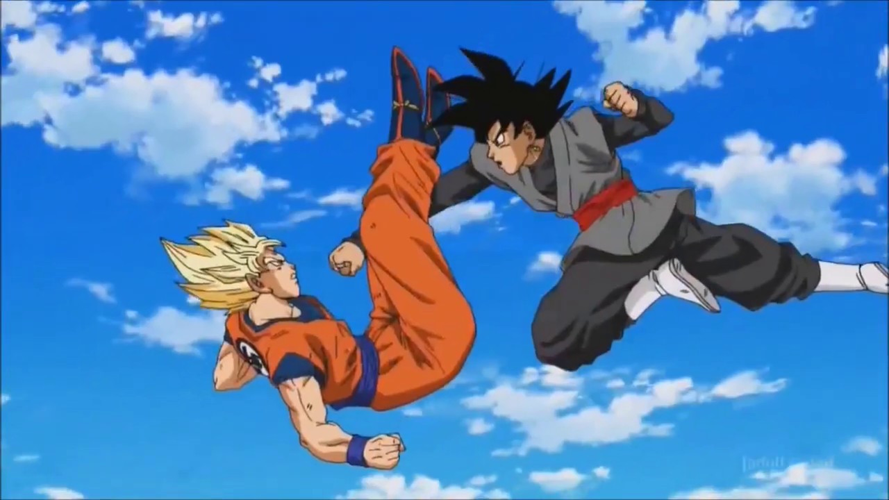 SSJ2 Goku Fight Goku Black Base Form Dubbed English - YouTube