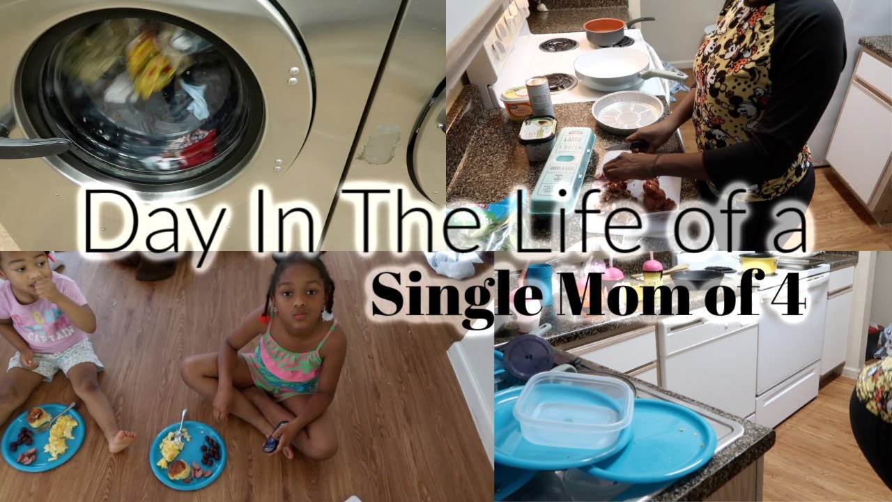 Day In The Life of a Single Mom of 4: Cleaning, Cooking and More - YouTube