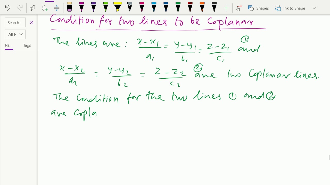 Analytical solid geometry : - ( Condition for two lines to be coplanar ...