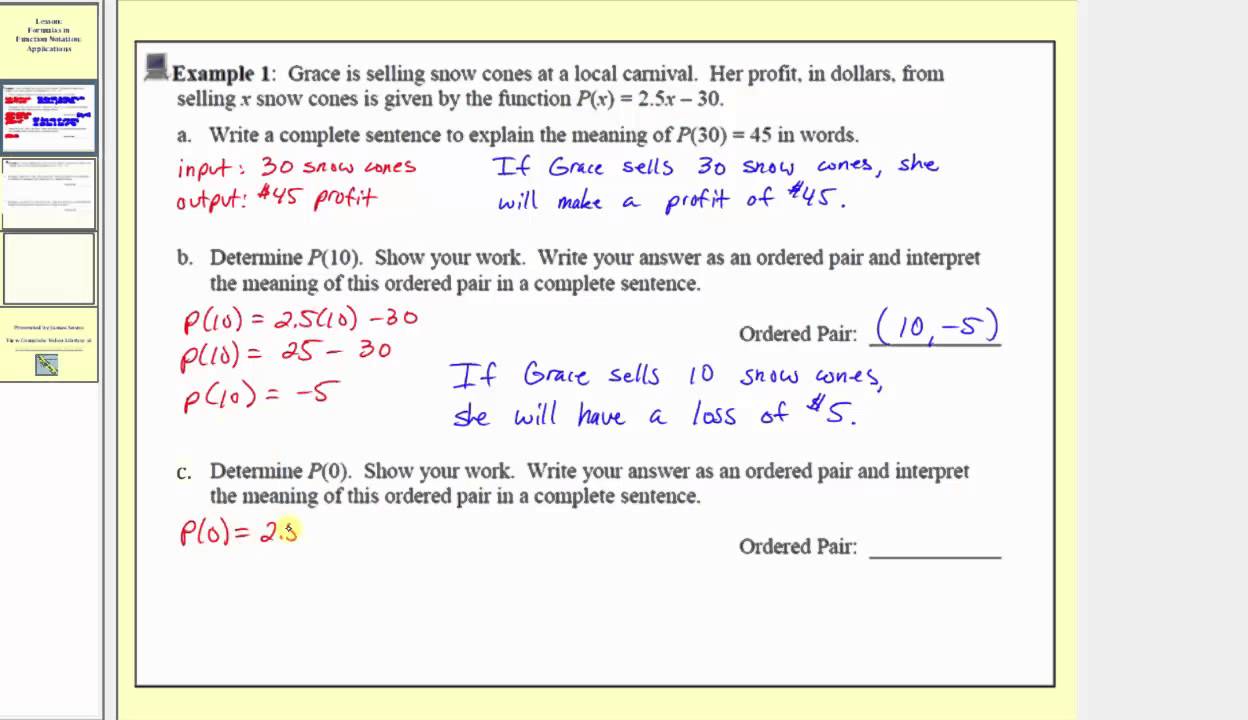 Applications of Formulas in Function Notation (L8.3) - YouTube