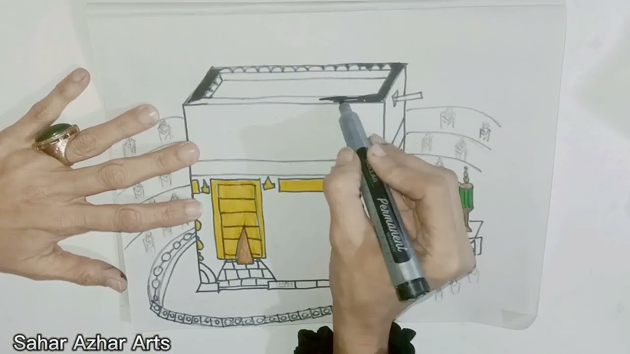 How to Draw a Beautiful KHANA KABA / easy step by step / simple pencil ...