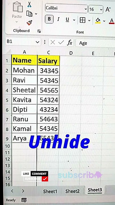 Hide/Unhide Shortcuts In Excel 😎 | MS Excel Shortcut Keys 💯 #exceltricks #exceltips #tech #excel ...