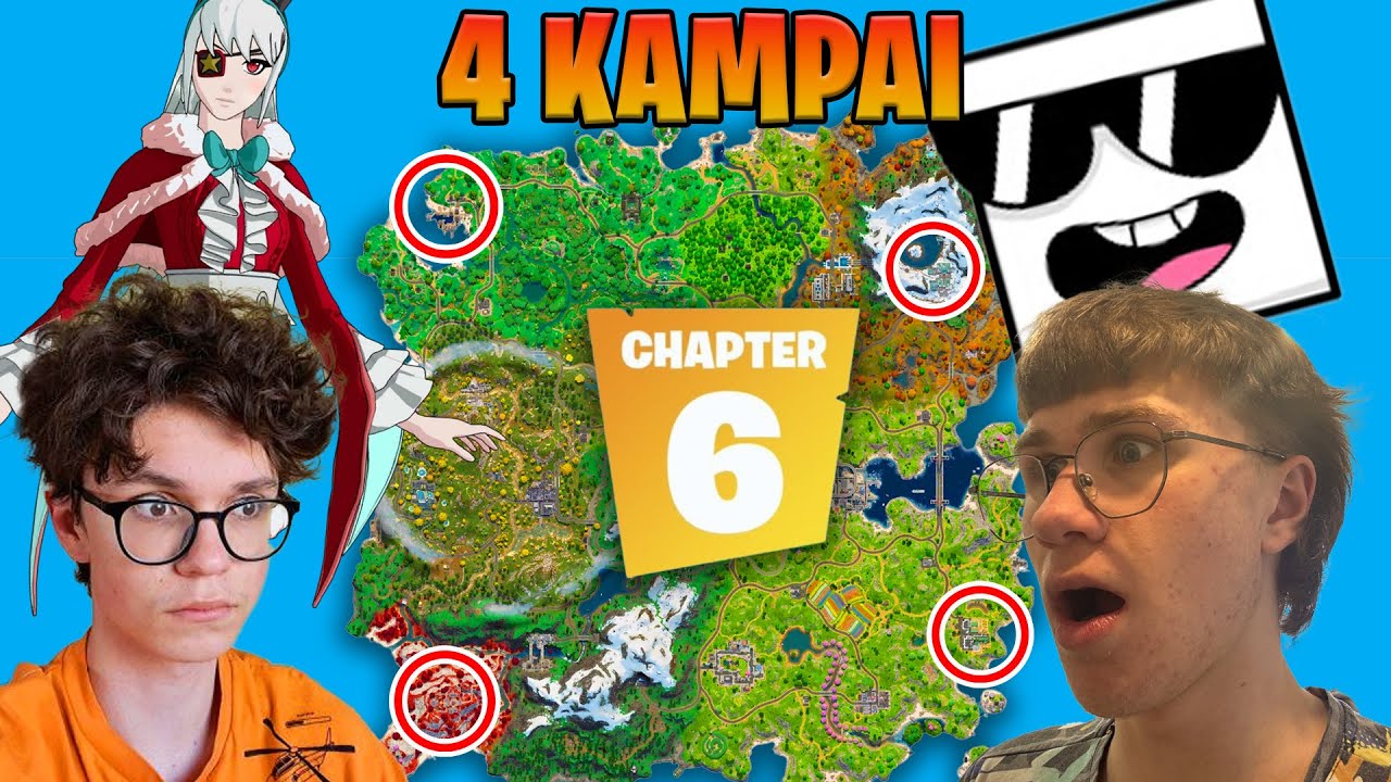 4 KAMPŲ IŠŠŪKIS! Fortnite CHAPTER 6 - YouTube