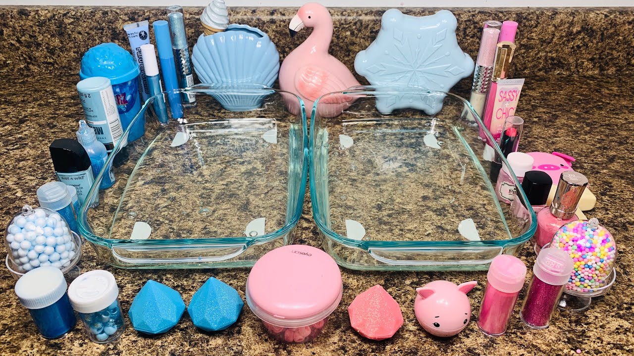 SKY BLUE VS LIGHT PINK SLIME''(MIXING GLITTER & MORE)RELAXING VIDEOS ...