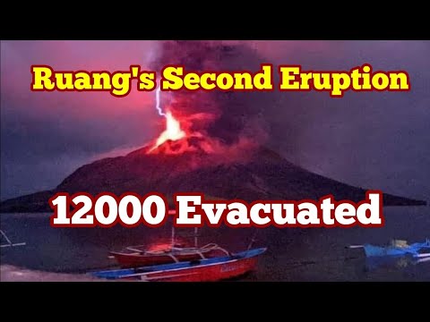 Second Eruption Of Ruang Volcano, 12000 People Evacuated, Indonesia ...