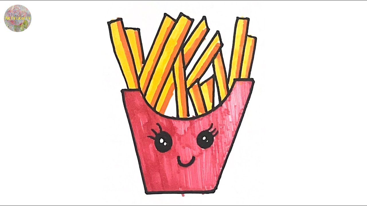 How to draw French fries easy for beginners|Easy french fries drawing ...