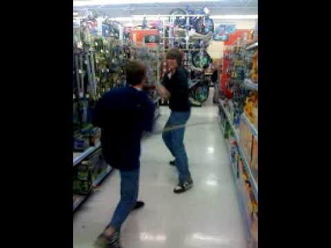 Nerf sword fight in walmart - YouTube