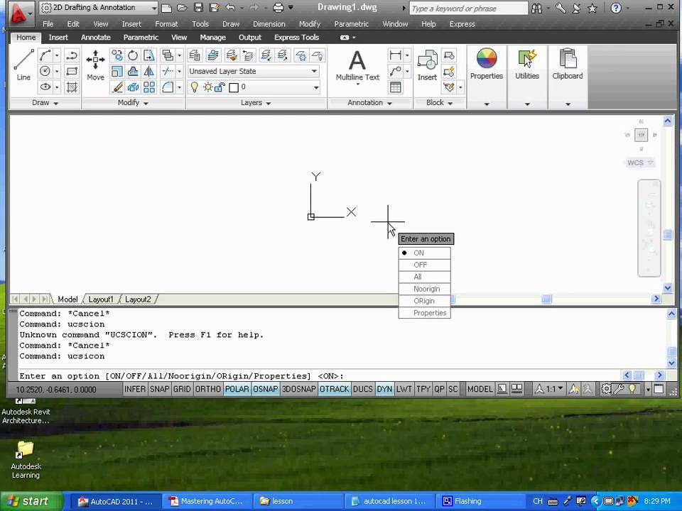 AutoCAD - Move UCS icon to lower left corner - YouTube