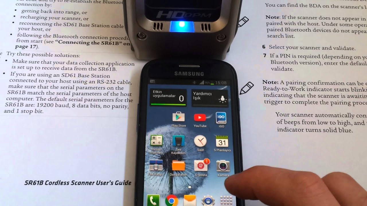 Intermec SR61 Hid Bluetooth Android Connection - YouTube