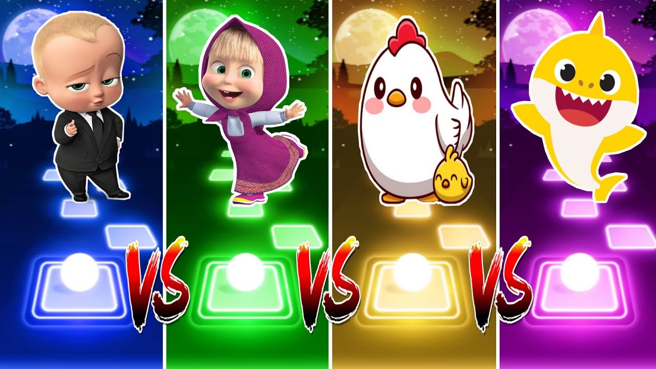 Boss Baby - Masha and The Bear - Chicken Song - Baby Shark || Tiles Hop ...