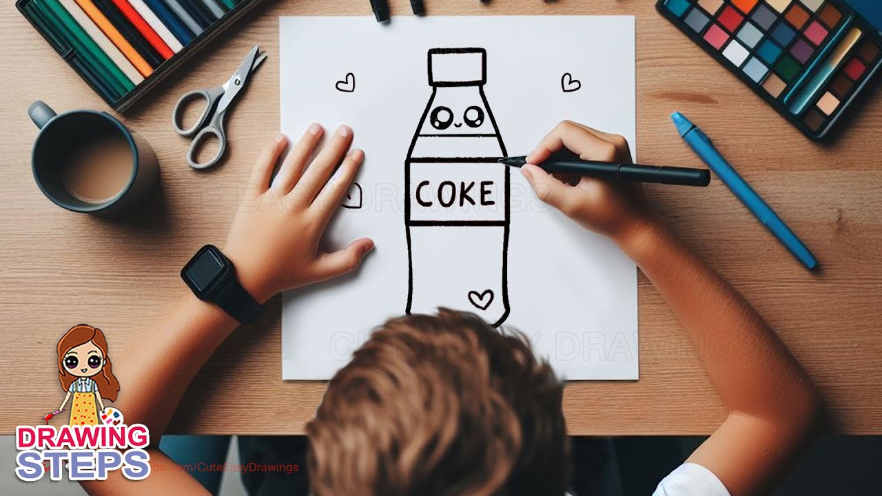 How to Draw a Cute Coke Bottle Easy Step by Step drawing for Kids ...