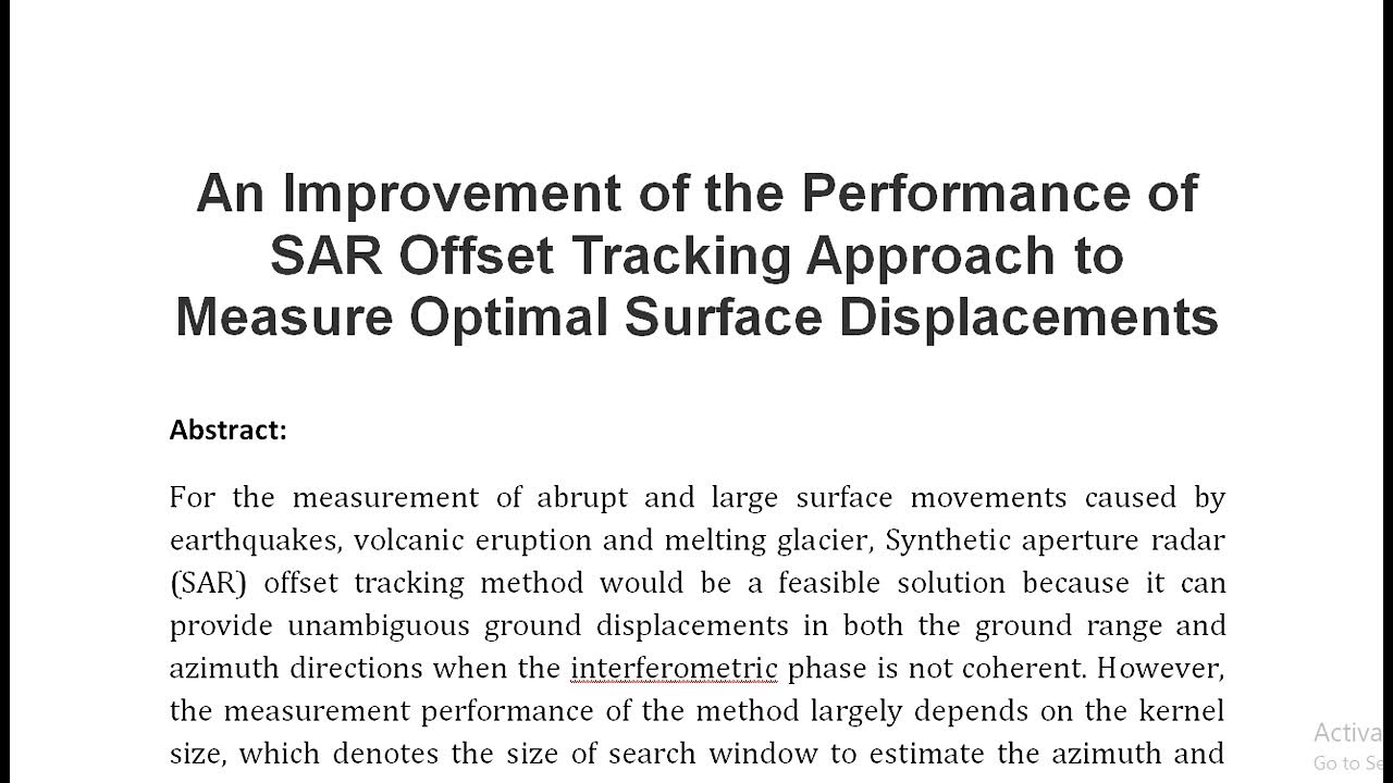 An Improvement of the Performance of SAR Offset Tracking Approach to Measure Optimal Surface ...