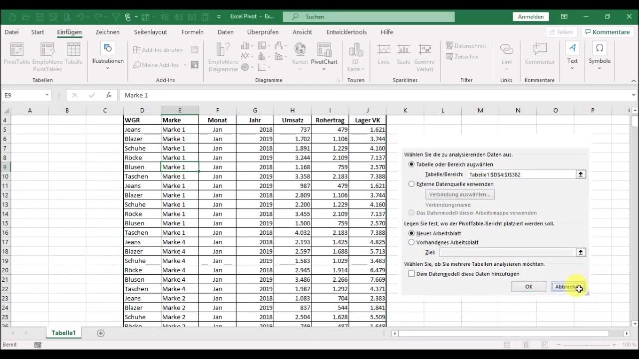 Excel Pivot Table Tutorial deutsch - 1 von 11 - YouTube
