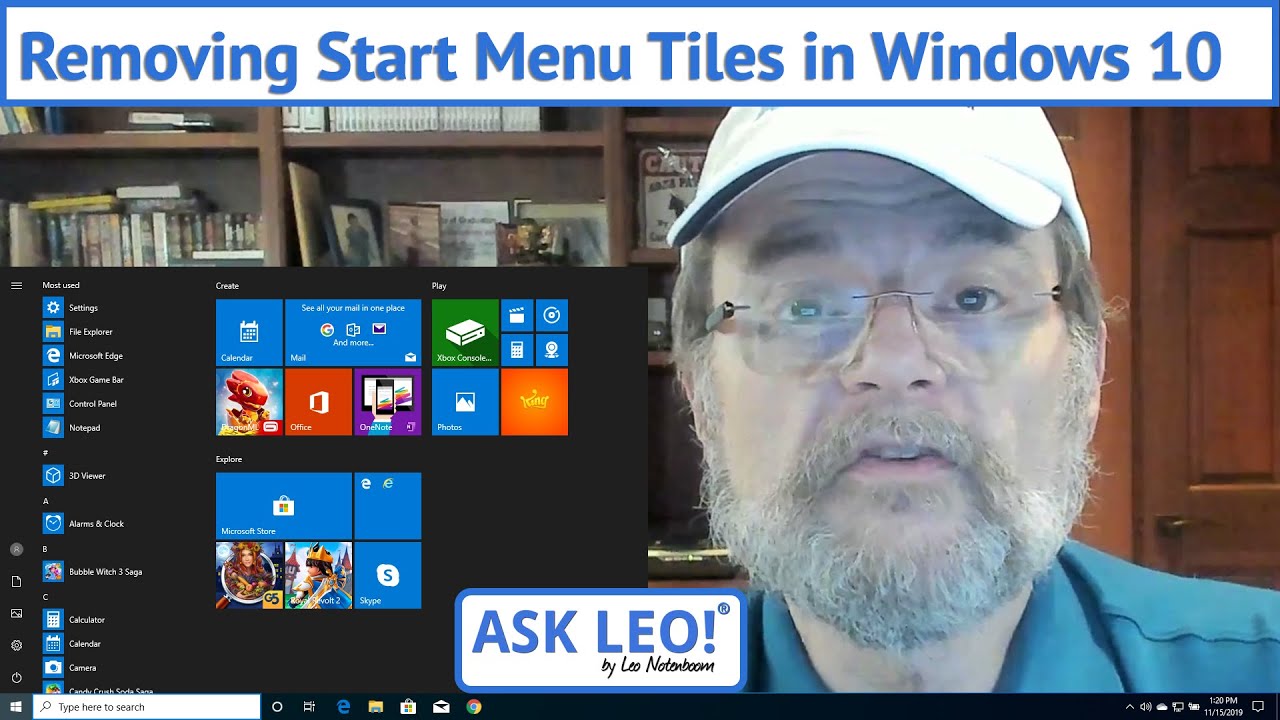 Removing Start Menu Tiles in Windows 10 - YouTube