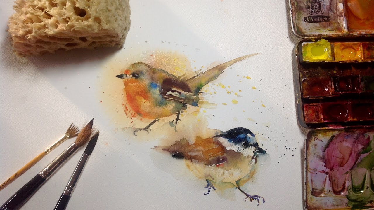Birds / Watercolor Speed-drawing - YouTube