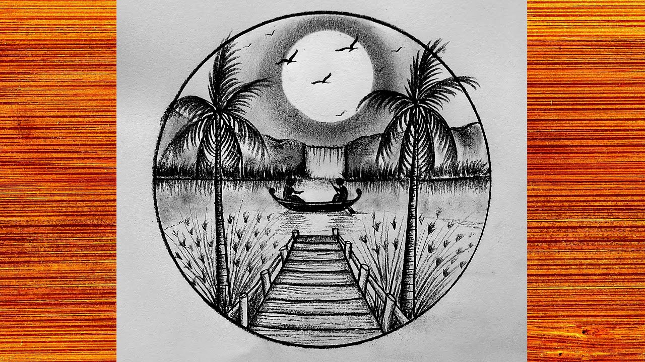 How to drawing river window | Easy river window drawing by pencil - YouTube