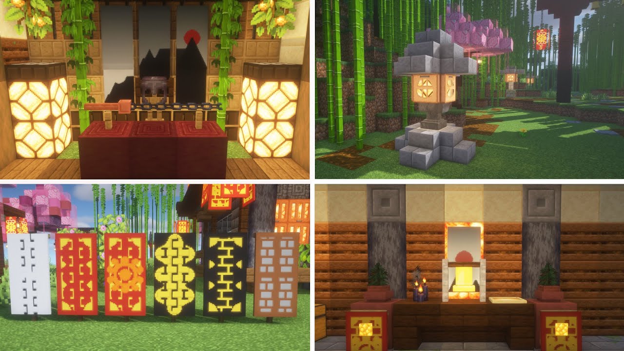 Minecraft I Japanese Hacks I Japanese Lantern I Katana I Banners - YouTube