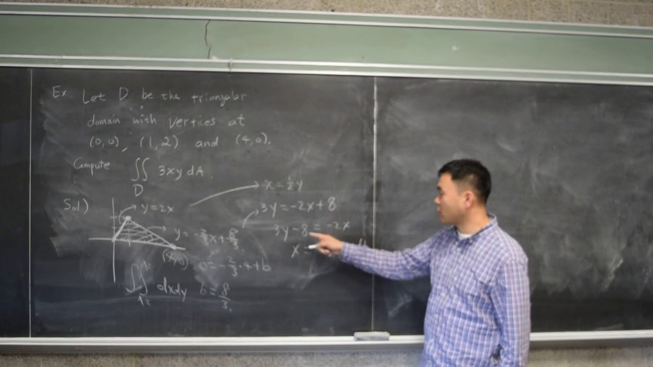 Double integral over a triangular region - YouTube
