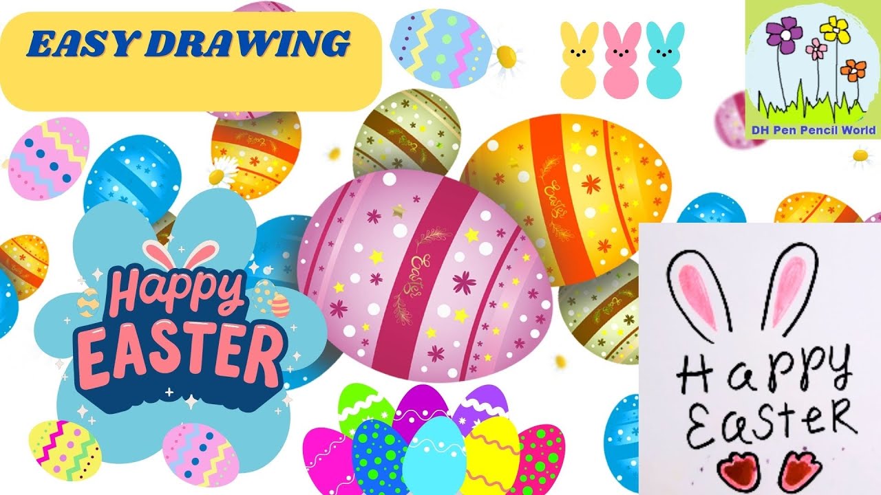 How to draw Very Cute Easter day bunny kids 2023| Easy Drawing For kids ...