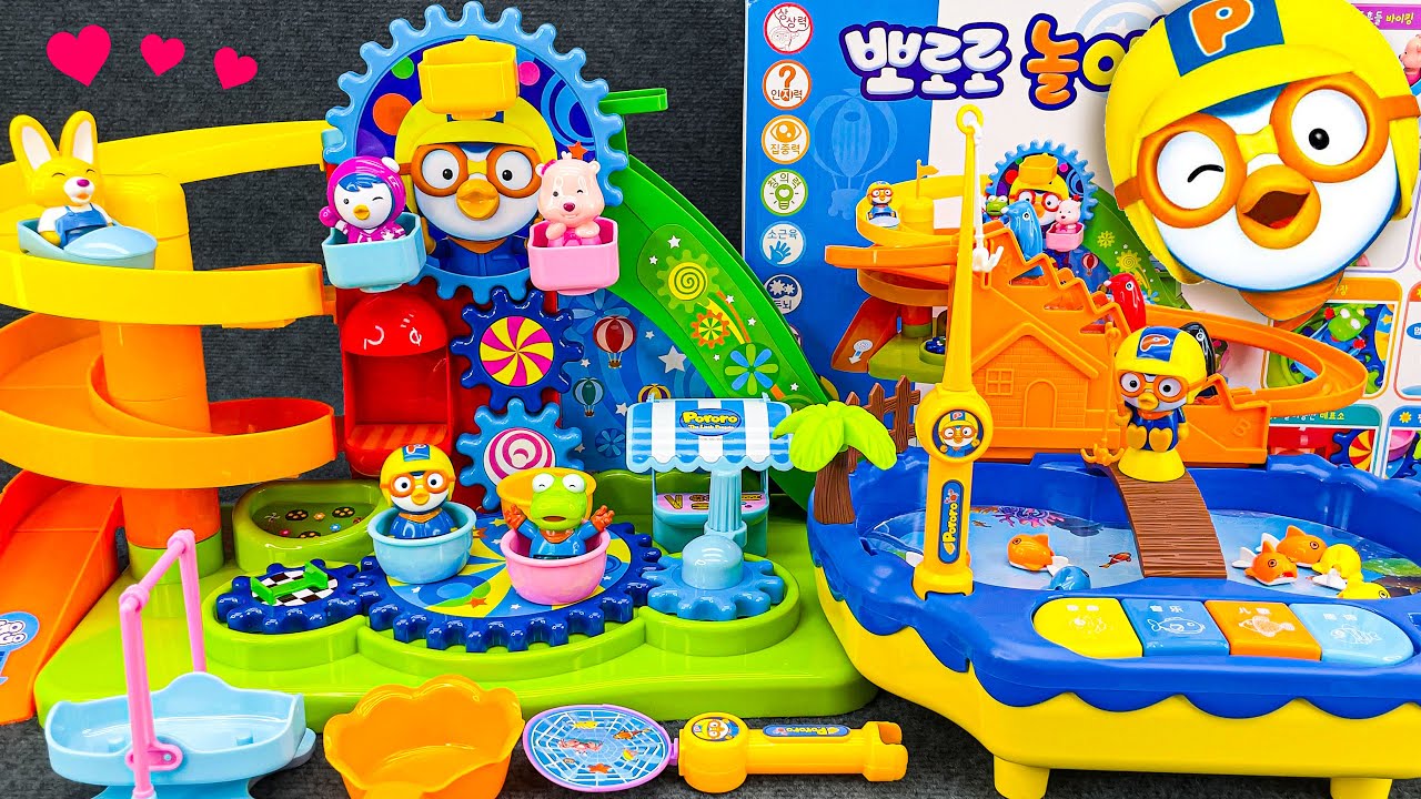 36 Minutes Satisfying Unboxing Video | Cute Pororo Water Parks Toys Kit ...