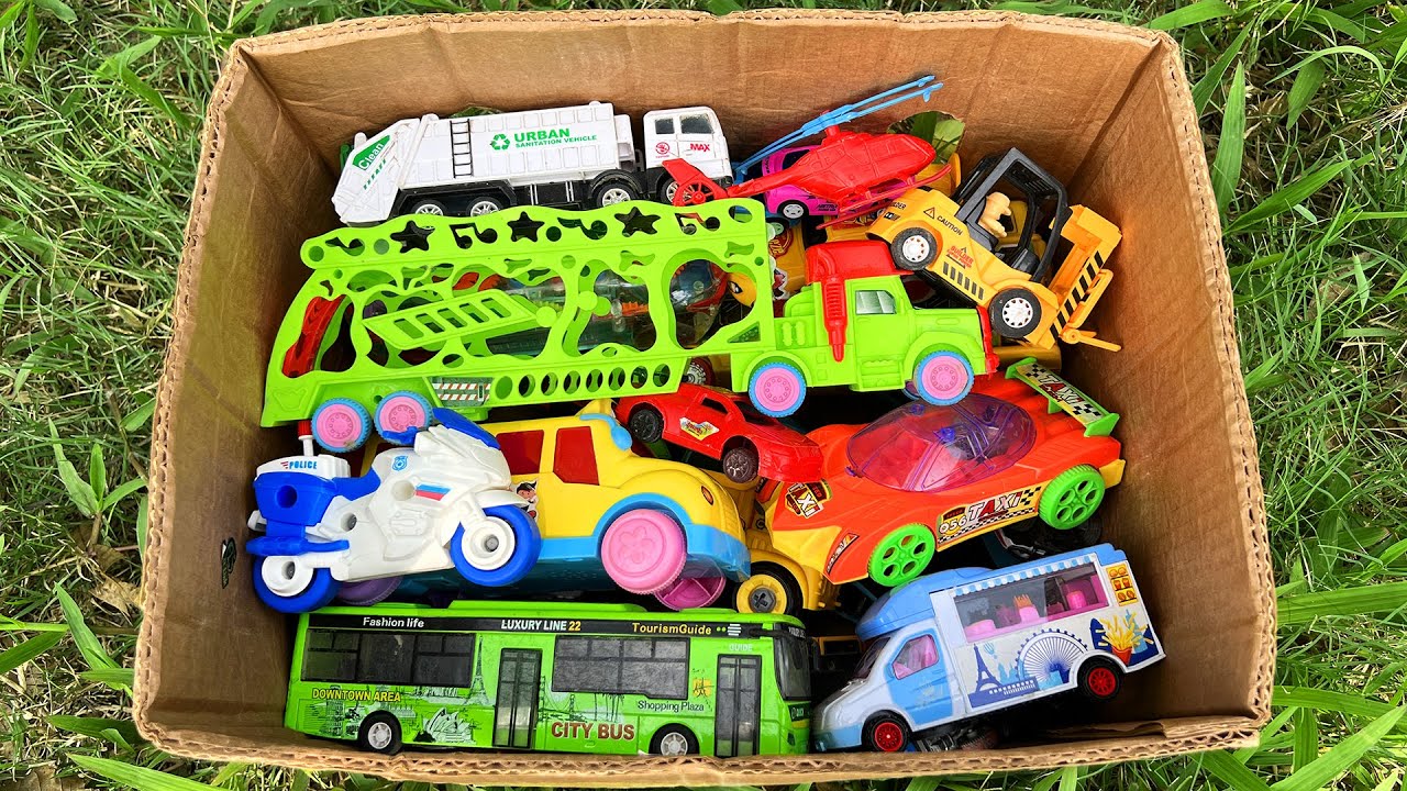 Different types of Toy Vehicles from the Box | Double Decker Bus, Taxi ...
