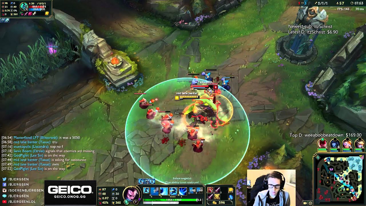 Bjergsen duo Hauntzer - Yasuo vs Malphite Mid - League of Legends - YouTube