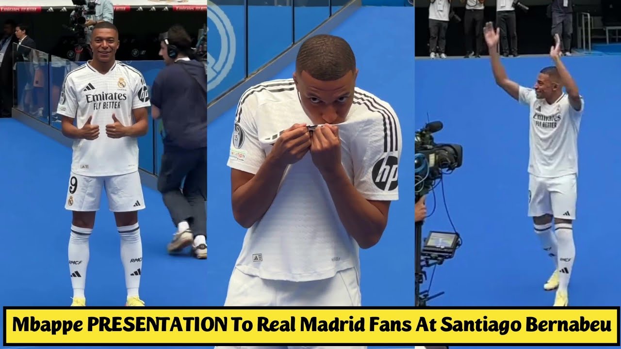 😍Kylian Mbappe PRESENTATION to Real Madrid Fans At Santiago Bernabeu ...