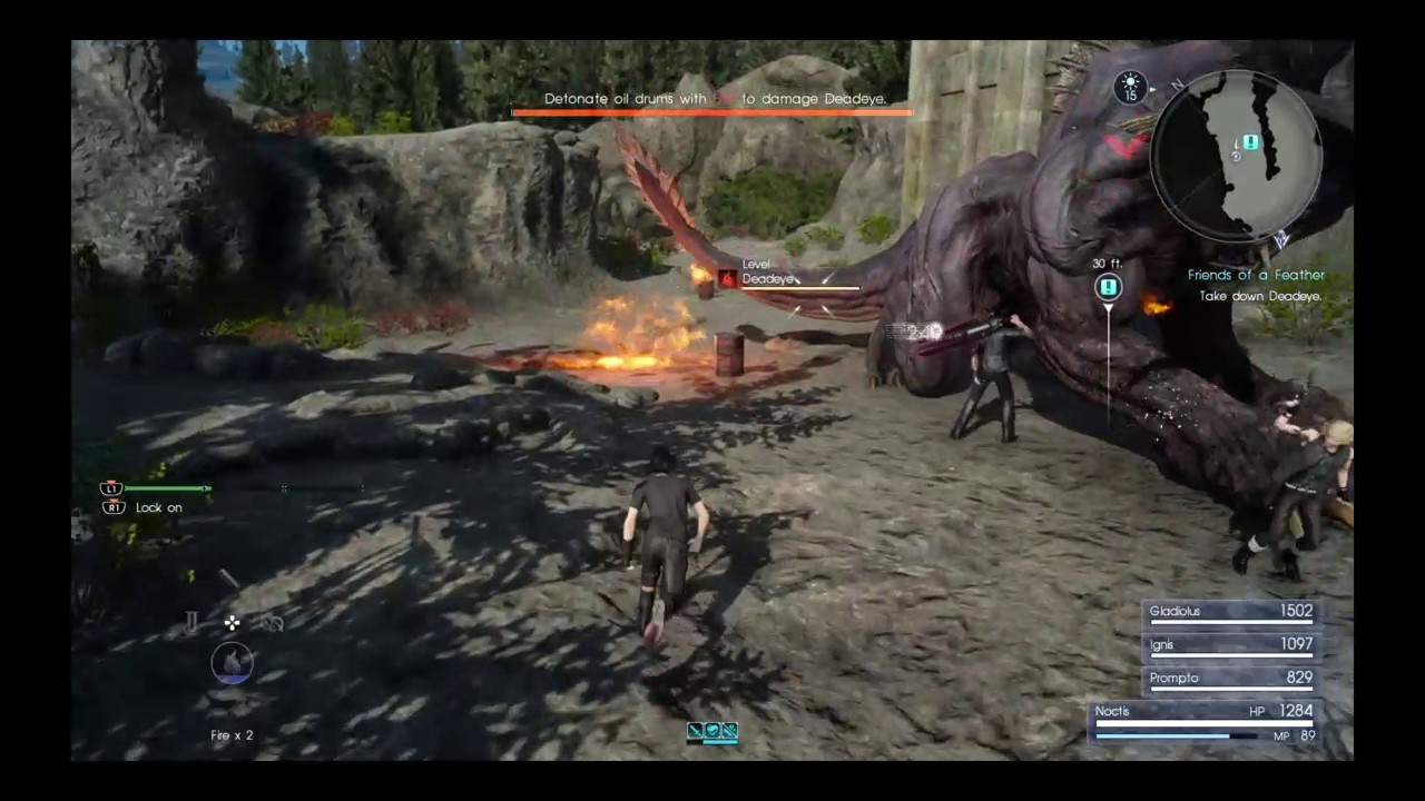 FFXV Behemoth 'Deadeye' boss fight - YouTube