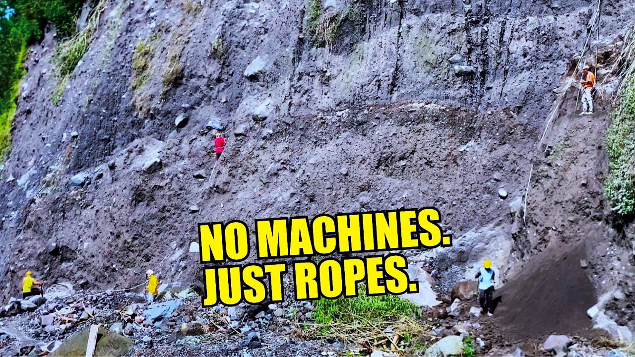 Working on a Vertical Cliff: Traditional Sand Mining by Hand - YouTube