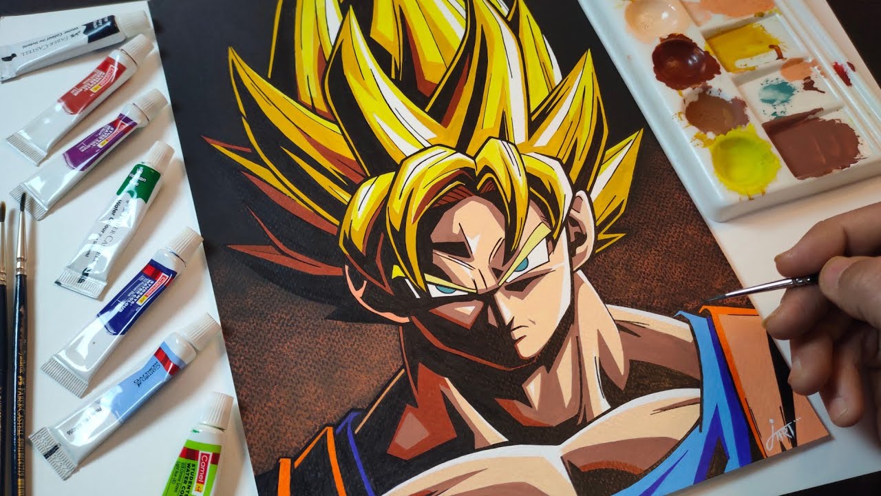 Goku Drawing with Water Colour | Step By Step Tutorial (Part-3) - YouTube