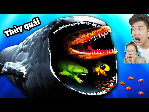 24h Ăn Rồi Tiến Hóa Thành Thủy Quái Mạnh Nhất Đại Dương !? bqThanh và Ốc Chơi Feed & Grow Fish