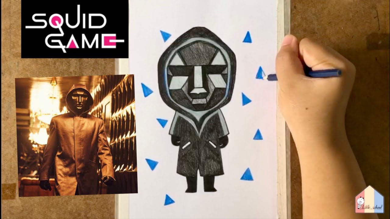 How to Draw Squid Game Front Man Easy Drawing สอนวาดรูปหัวหน้าผู้คุม ...
