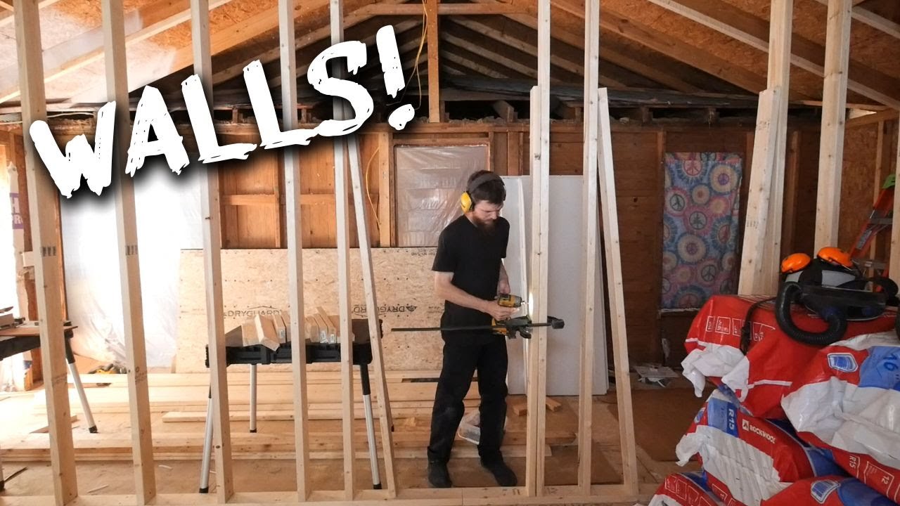 Building the New Walls in our Master Bedroom Renovation - YouTube